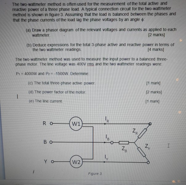 Solved The two-wattmeter method is often used for the | Chegg.com