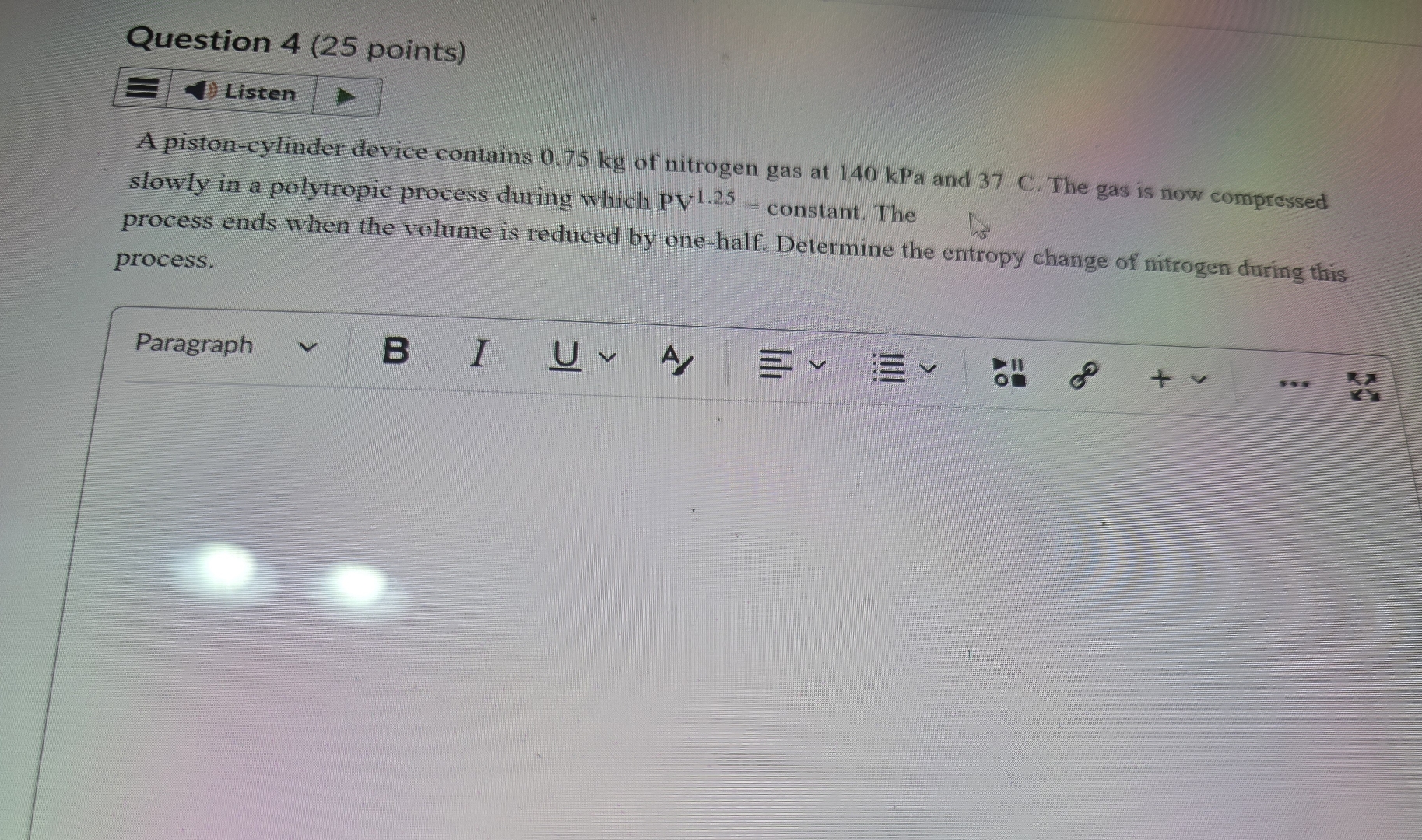Solved Question 4 (25 ﻿points)ListenA piston-cylinder device | Chegg.com