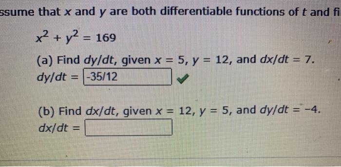 Solved ssume that x and y are both differentiable functions | Chegg.com