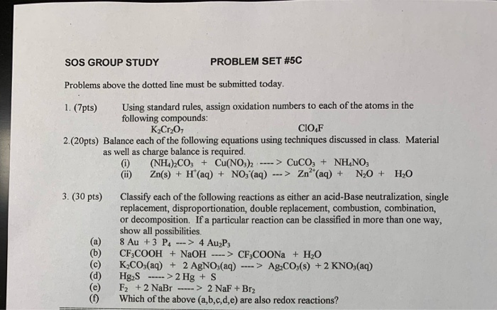 Solved SOS GROUP STUDY PROBLEM SET #5C Problems above the | Chegg.com