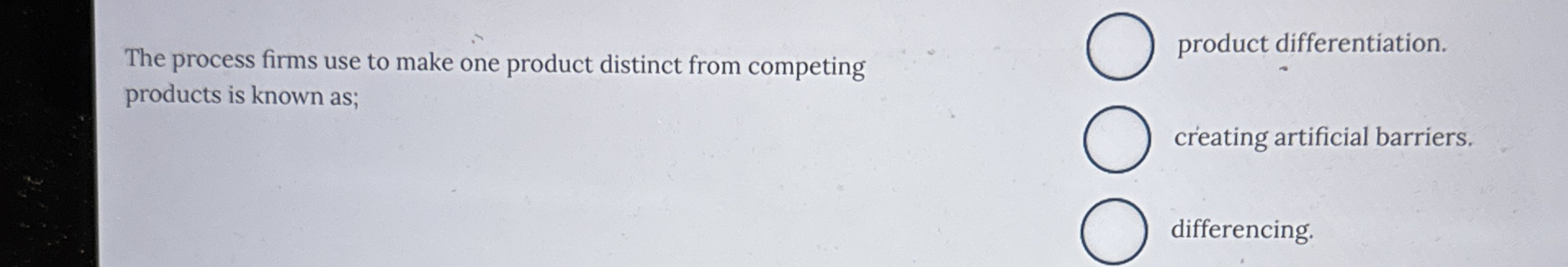 High Quality SOLUTION The process firms use to make one product distinct | Chegg.com