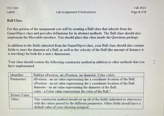 Solved Ball Class For this portion of the assignment you | Chegg.com