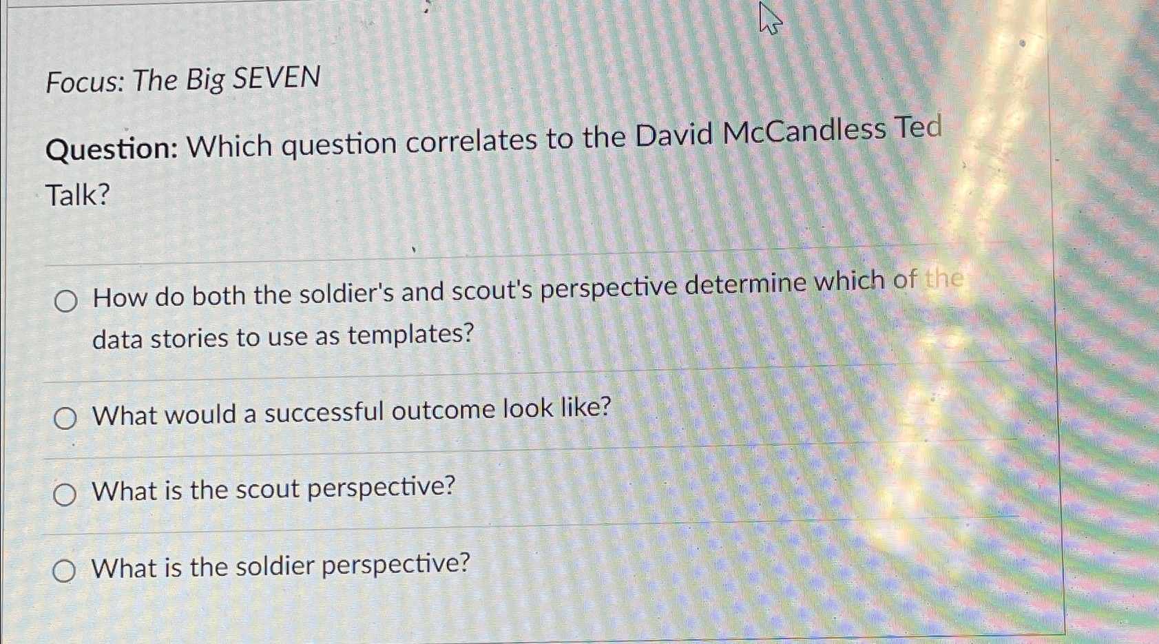 Solved Focus: The Big SEVENQuestion: Which question | Chegg.com