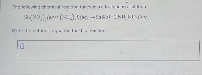 Solved The following chemical reaction takes place in | Chegg.com