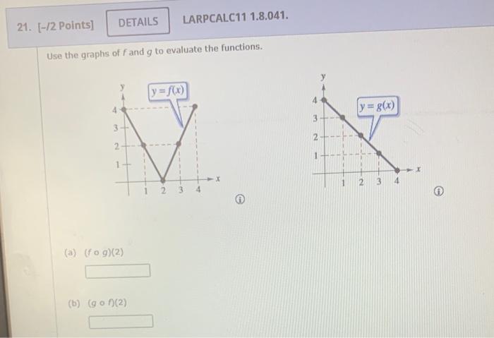 Solved Use the graphs of f and g to evaluate the functions. | Chegg.com