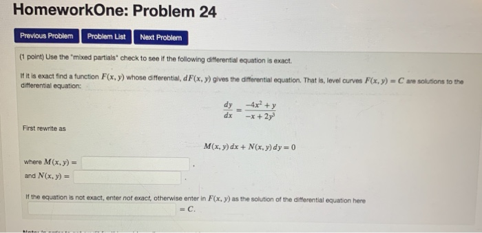 Solved HomeworkOne: Problem 24 Previous Problem Problem List | Chegg.com