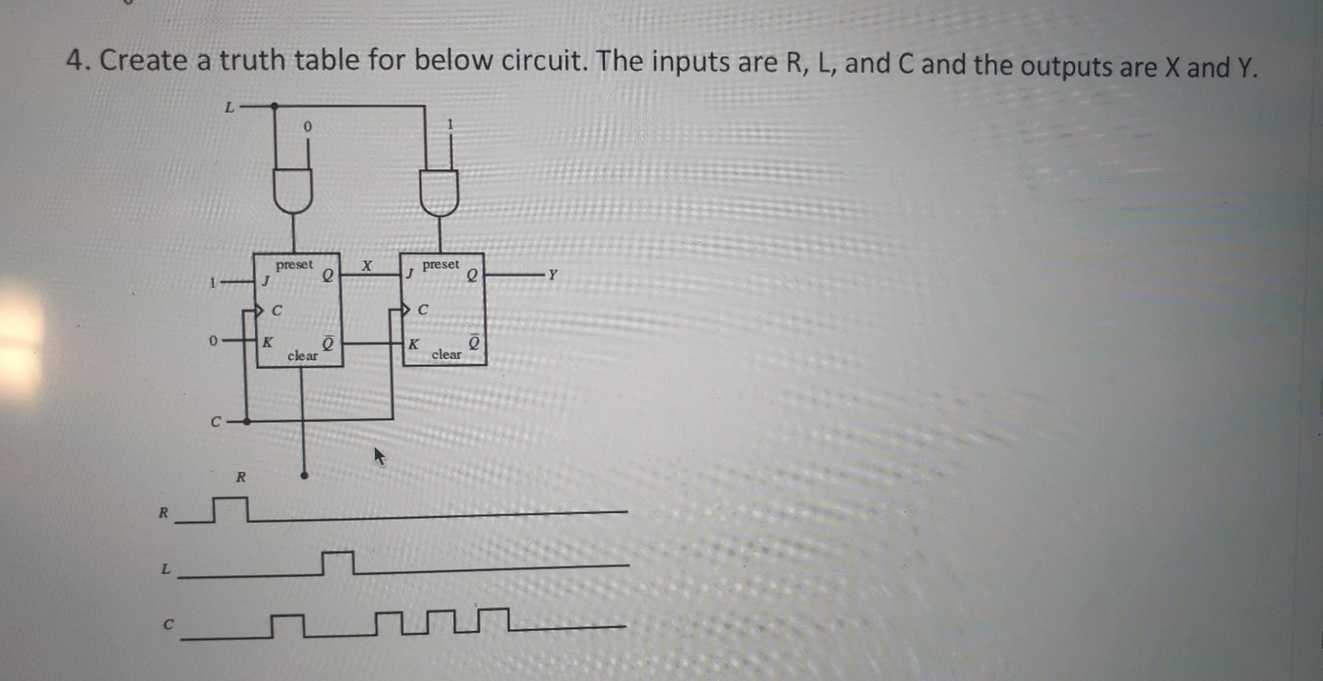 Solved 4. Create a truth table for below circuit. The inputs | Chegg.com