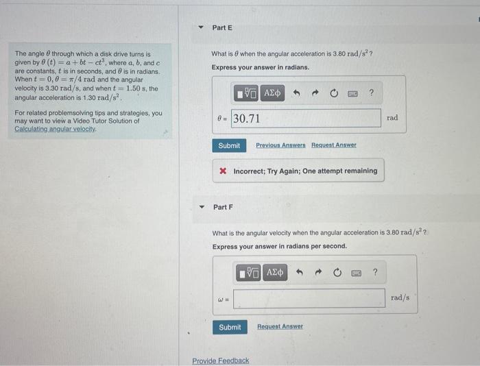 Solved The angle θ through which a disk drive turns is What | Chegg.com