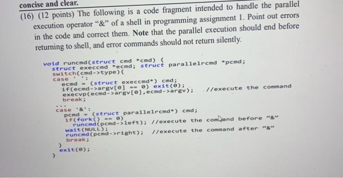 Solved (16) (12 points) The following is a code fragment | Chegg.com