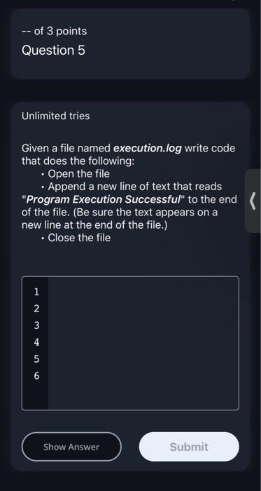 Solved Given A File Named Executionlog Write Code That Does