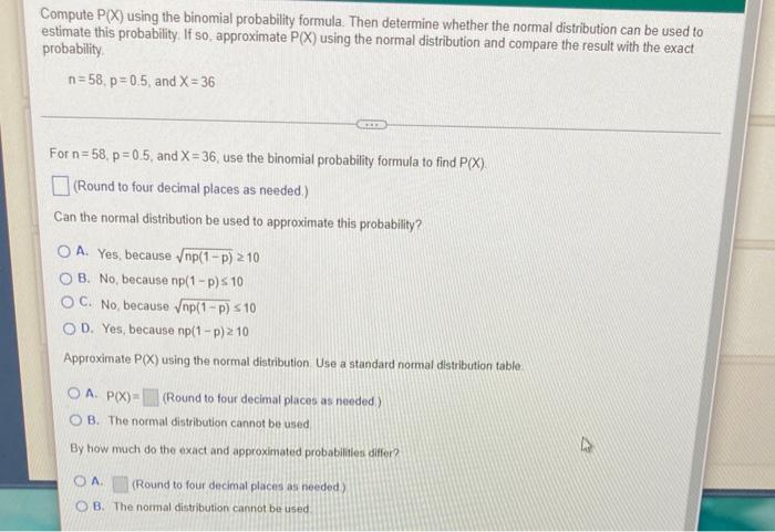 Solved Compute P(X) using the binomial probability formula. | Chegg.com