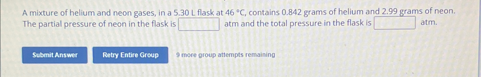 Solved A mixture of helium and neon gases, in a 5.30L ﻿flask | Chegg.com