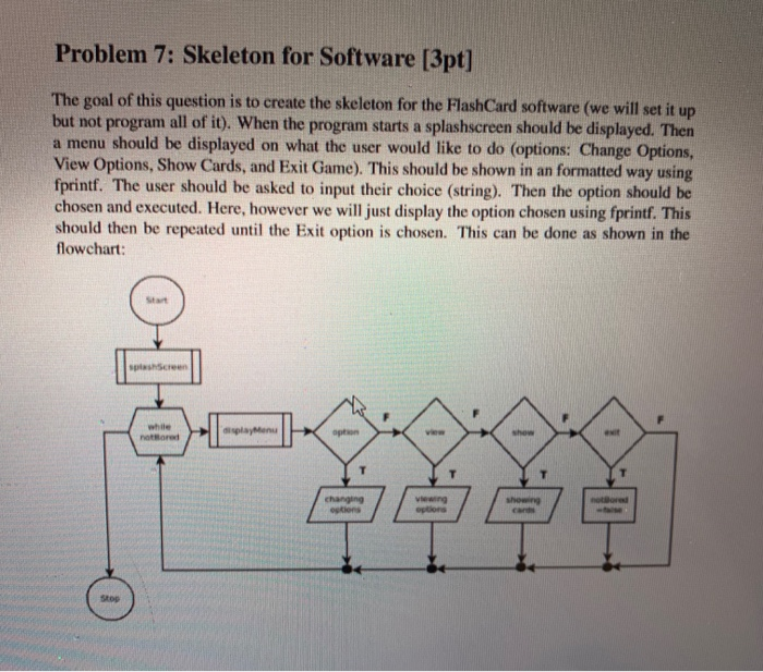 Problem 7: Skeleton for Software [3pt) The goal of | Chegg.com