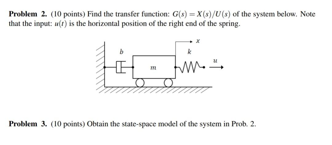 Solved Problem 2. (10 points) Find the transfer function: | Chegg.com