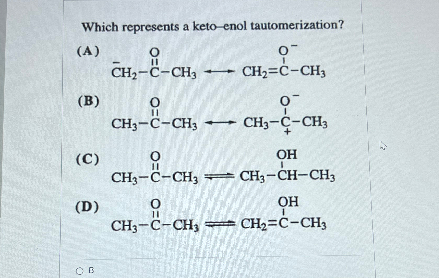 Solved Which represents a keto-enol | Chegg.com