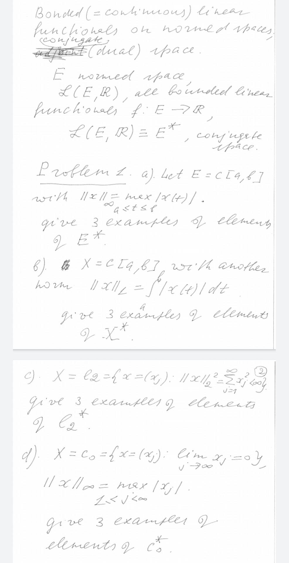 Solved Bonded (= continuous) linear functionals on normed | Chegg.com