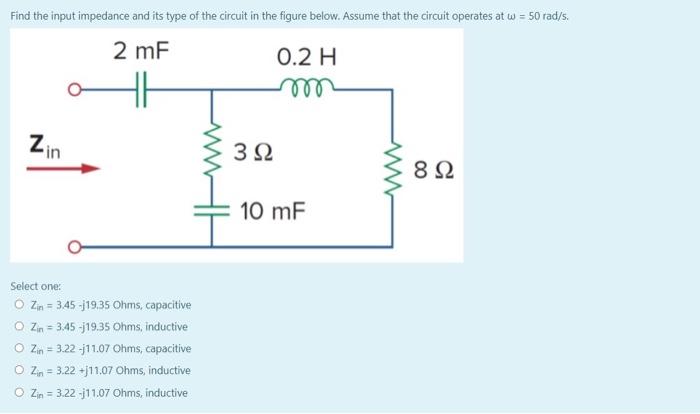 Solved Find the input impedance and its type of the circuit | Chegg.com