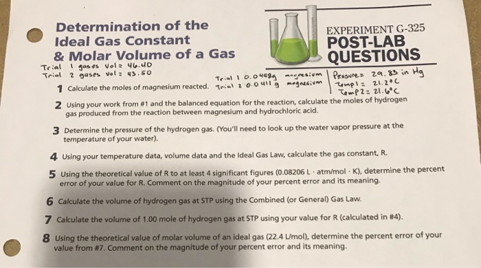Solved Determination of the Ideal Gas Constant EXPERIMENT | Chegg.com