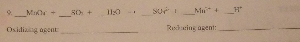 Solved 14. MnO4 + $2. + H2O MnO2 + S8 + OH Oxidizing agent: | Chegg.com
