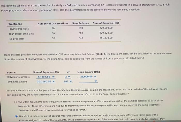 Solved The following table summarizes the results of a study | Chegg.com
