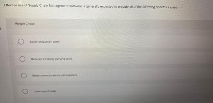 Solved Effective use of Supply Chain Management software is | Chegg.com