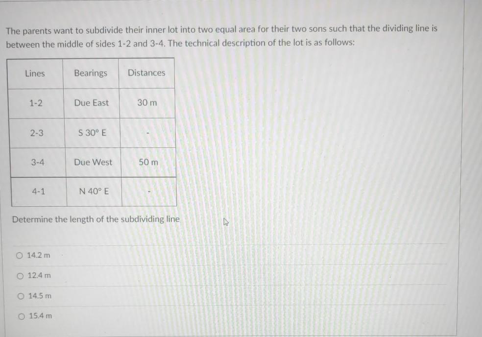 Solved The parents want to subdivide their inner lot into | Chegg.com