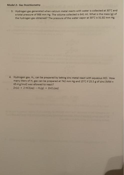 Solved Model 2: Gas Stoichiometry 3. Hydrogen gas generated | Chegg.com