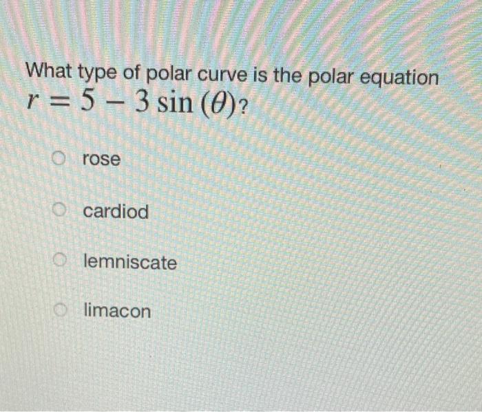 Solved What type of polar curve is the polar equation | Chegg.com