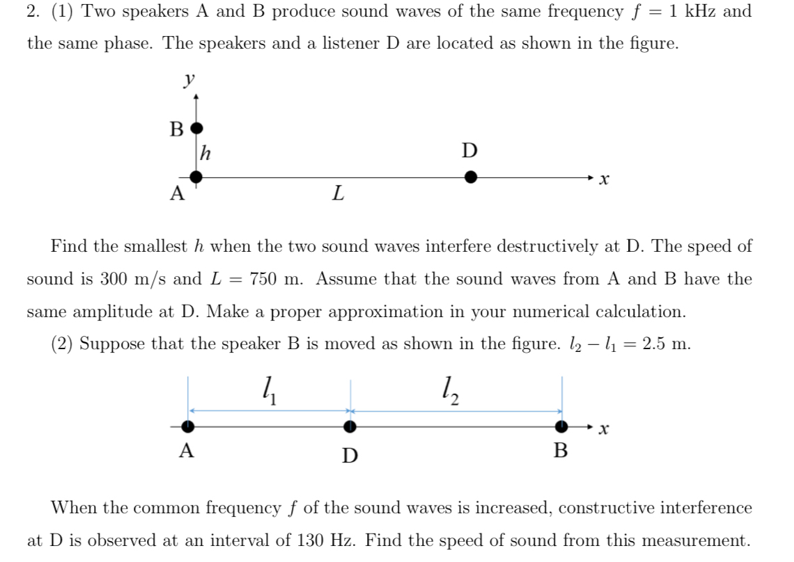 Solved (1) ﻿Two speakers A and B produce sound waves of the | Chegg.com