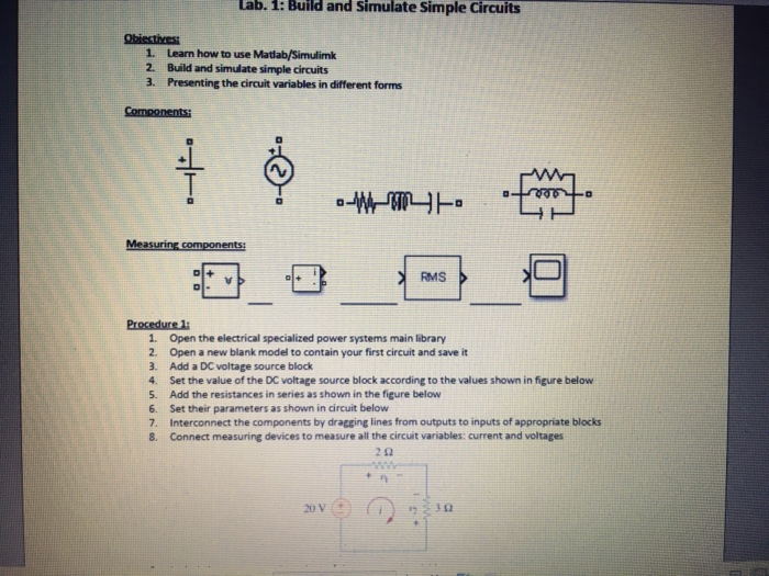 Solved Lab. 1: Build and simulate Simple Circuits Obiectives | Chegg.com