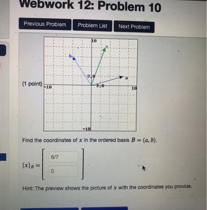 Solved Webwork 12 Problem 10 Previous Problem Problem List