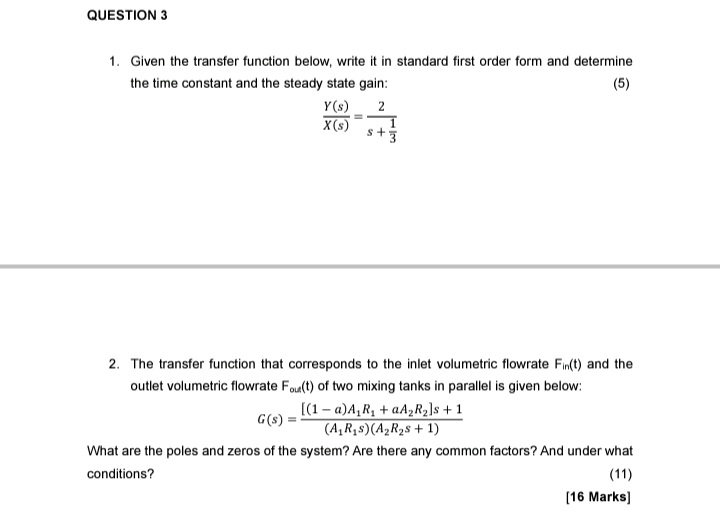 Solved QUESTION 3Given the transfer function below, write it | Chegg.com