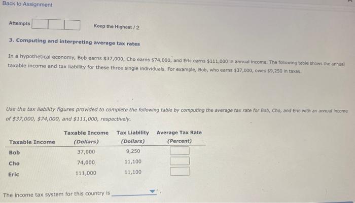 Solved 3. Computing and interpreting average tax rates In a | Chegg.com