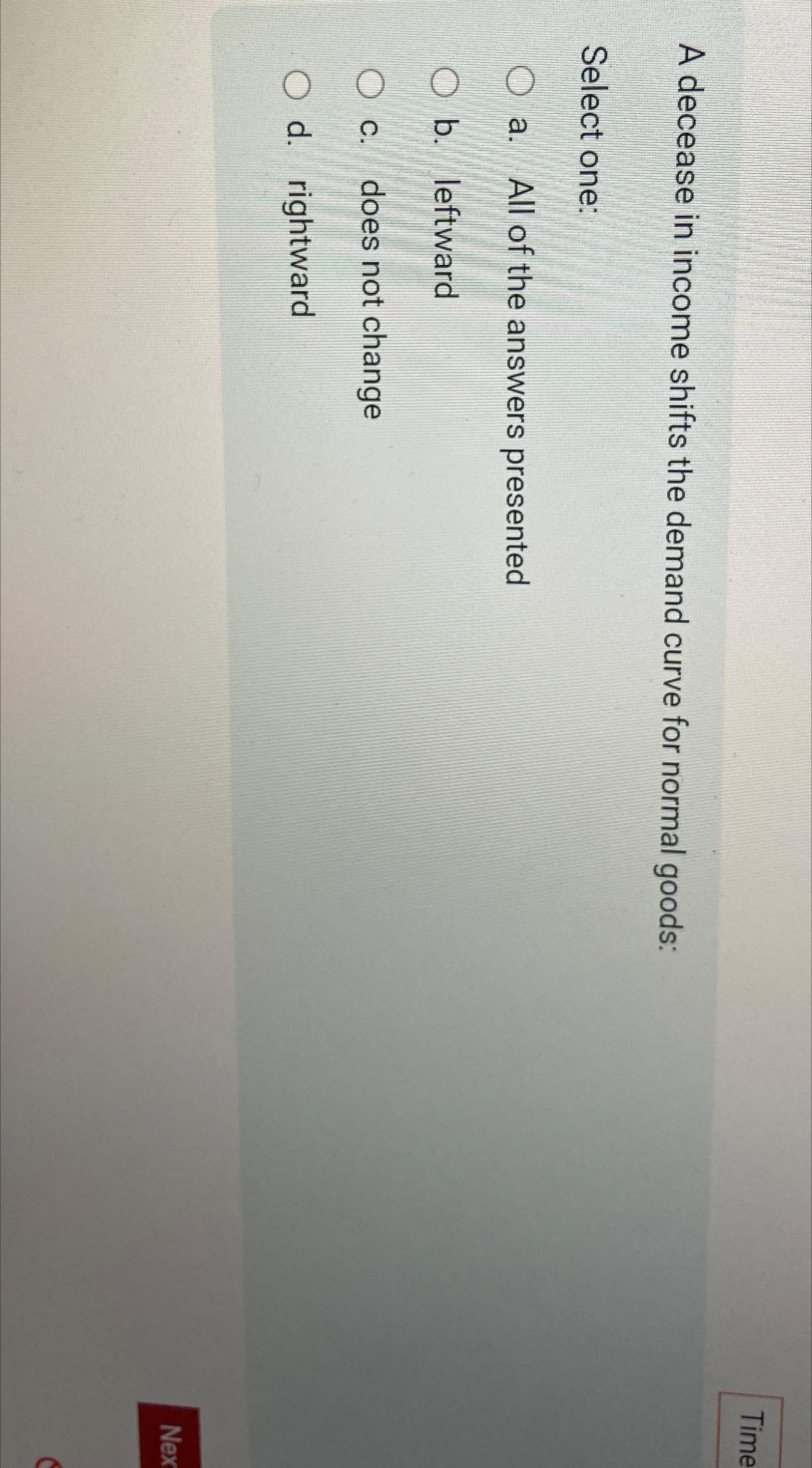 Solved A decease in income shifts the demand curve for | Chegg.com