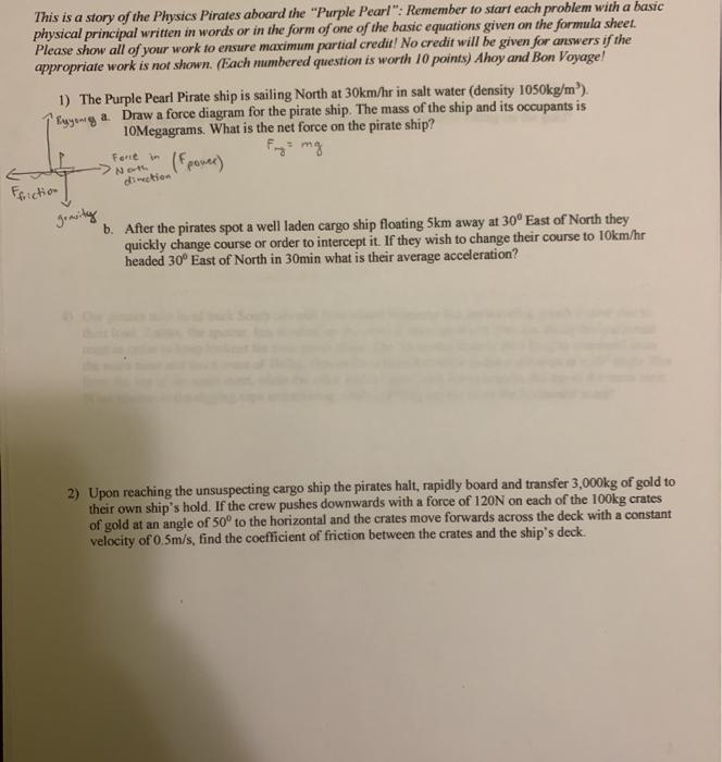 Solved This is a story of the Physics Pirates aboard the | Chegg.com