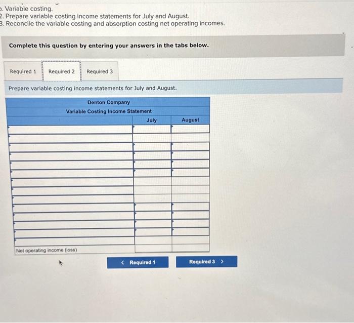 Solved 1 Prepare A Contribution Format Income Statement