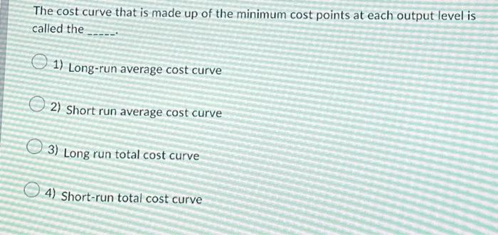 Solved The cost curve that is made up of the minimum cost | Chegg.com