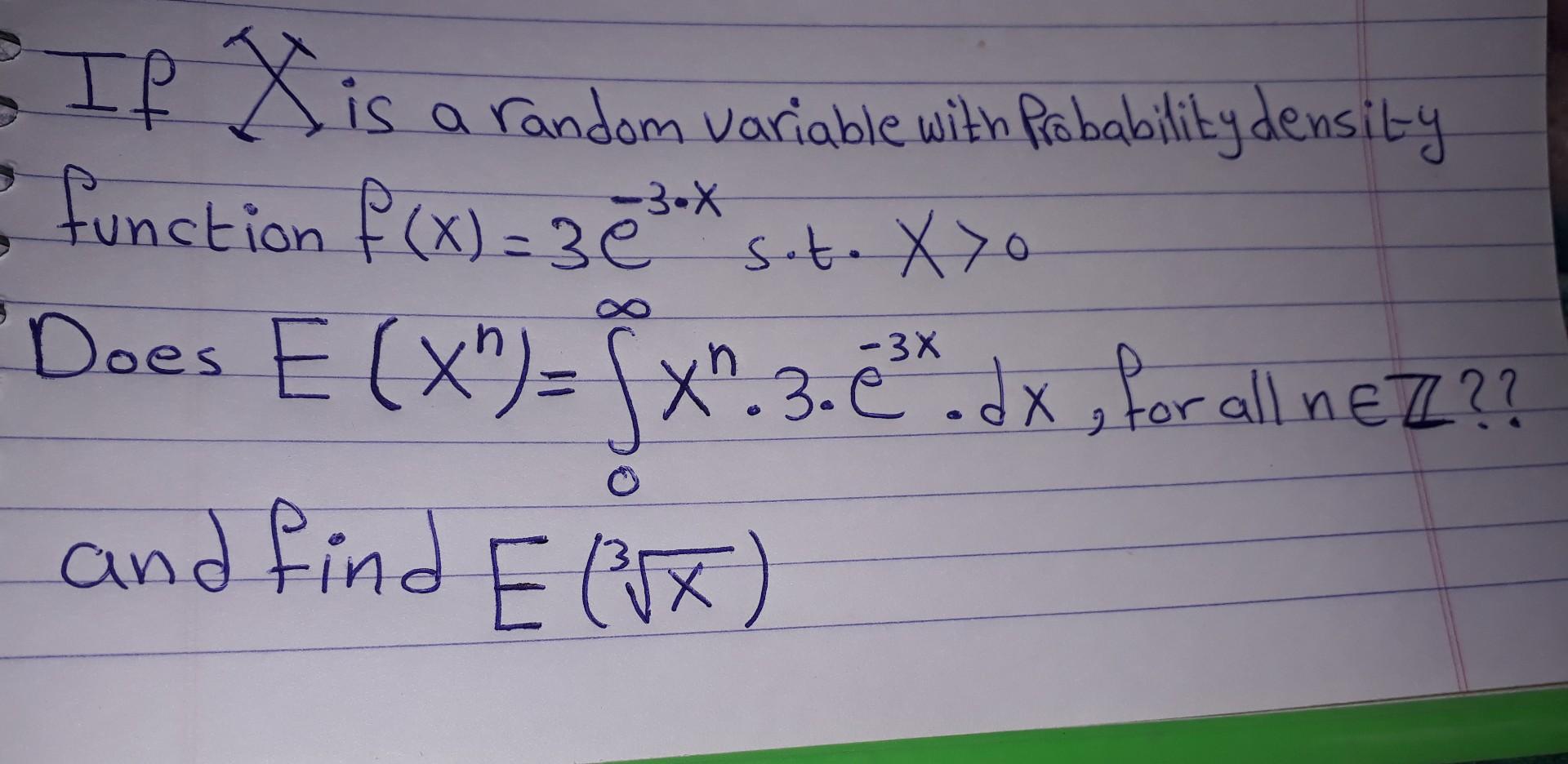 Solved If Xis a random variable with Probability density • | Chegg.com