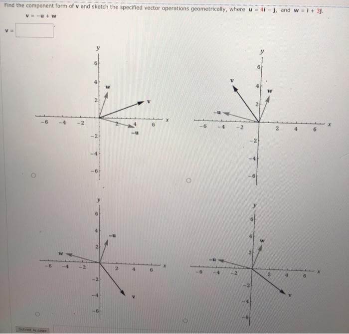Solved Find the component form of vand sketch the specified | Chegg.com