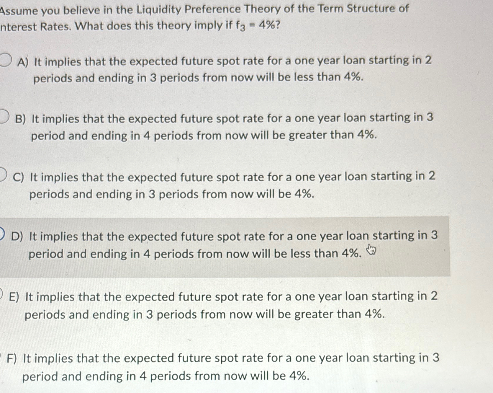 Solved Assume you believe in the Liquidity Preference Theory | Chegg.com