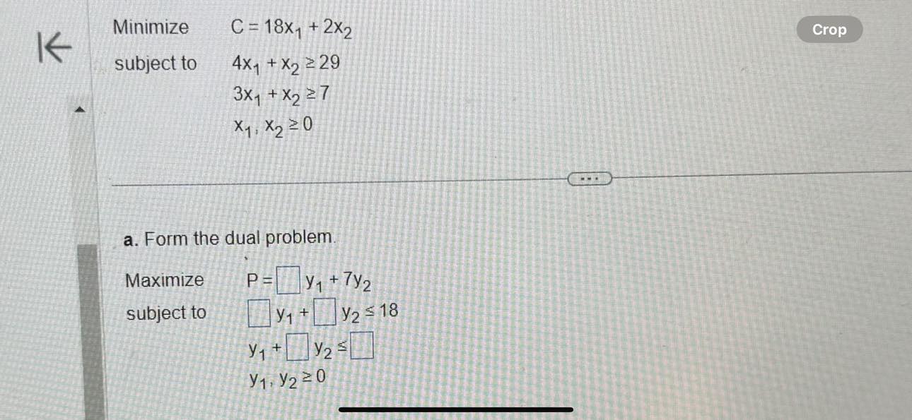 Solved Minimize C=18x1+2x2 ﻿subject | Chegg.com