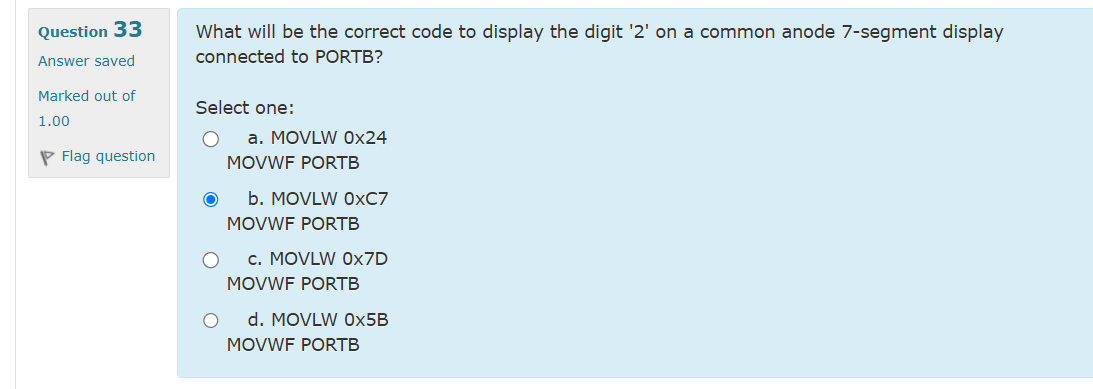 Solved What will be the correct code to display the digit | Chegg.com