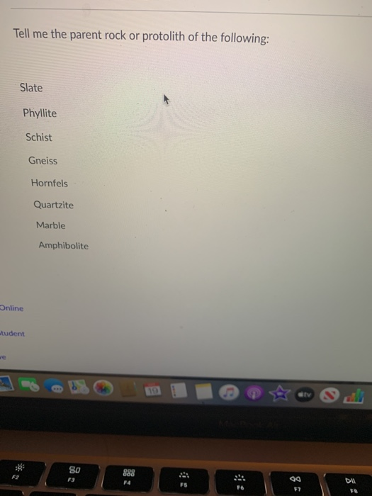 Solved Tell me the parent rock or protolith of the | Chegg.com