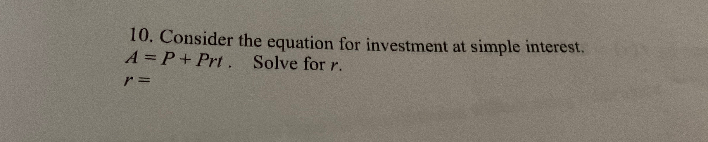 Solved Consider the equation for investment at simple | Chegg.com