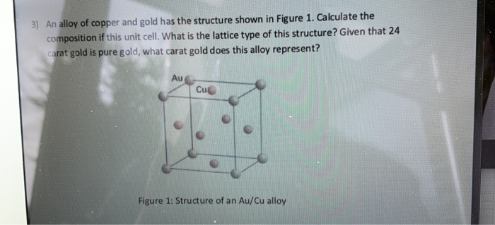 Solved 3) An alloy of copper and gold has the structure | Chegg.com