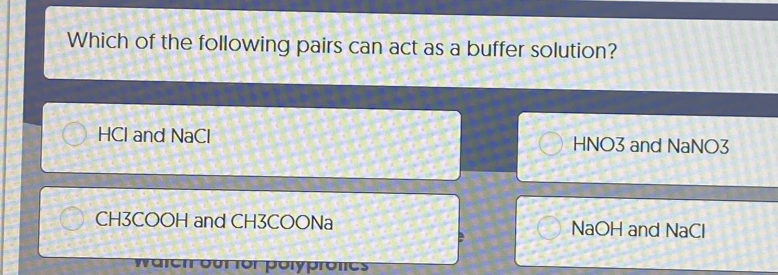 Solved Which of the following pairs can act as a buffer | Chegg.com