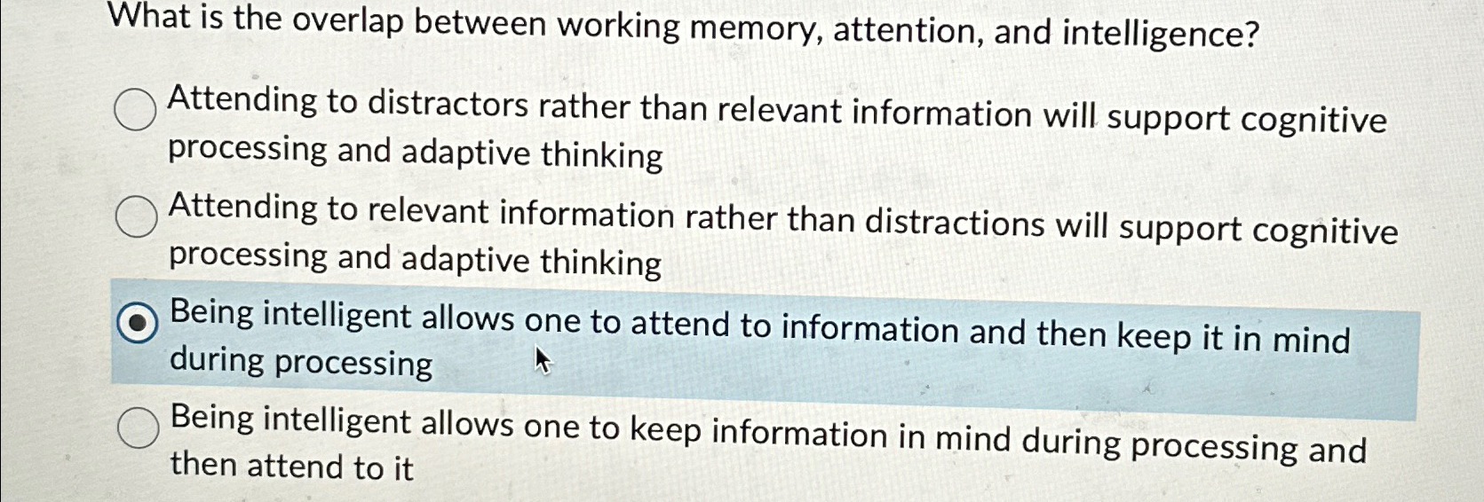 Solved What is the overlap between working memory, | Chegg.com