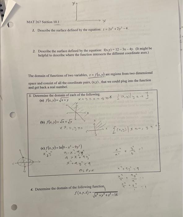 Solved 1. Describe the surface defined by the equation: | Chegg.com