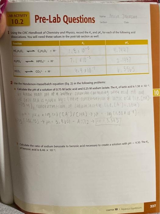 Solved 1 Using the CRC Handbook of Chemistry and Physics, | Chegg.com