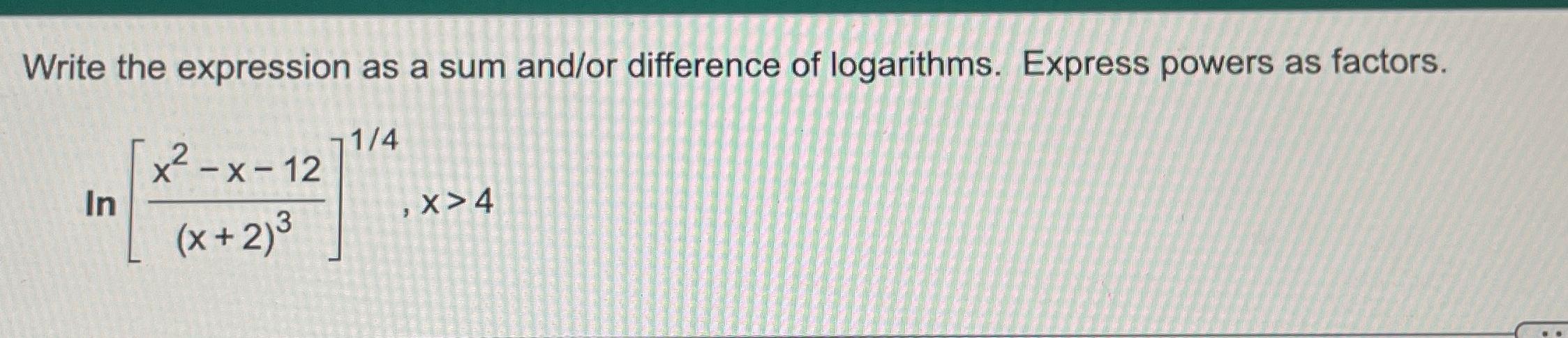 Solved Write the expression as a sum and/or difference of | Chegg.com